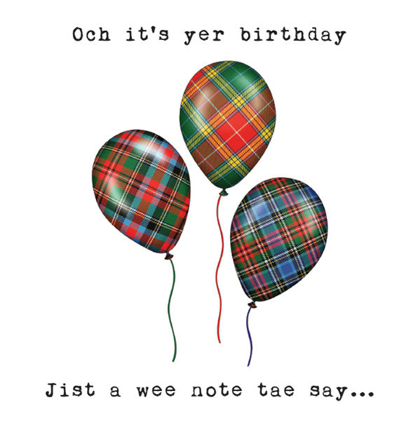 Birthday Card - Tartan Balloons – The Scottish Shoppe & A Little Bit of ...